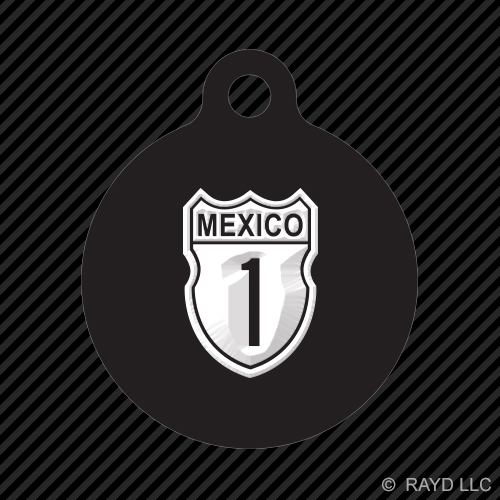 Baja Highway Mexico Keychain Round with Tab dog engraved many colors ...