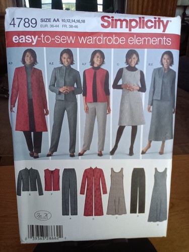 *UNCUT* 2019 Simplicity Pattern - #4789 - Vest, Jacket, Pants, Dress ...
