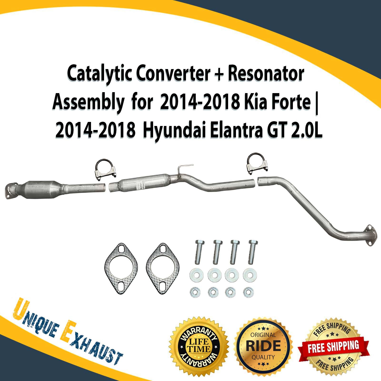 Catalytic Converter+Resonator Assembly for 14-18 Kia Forte |14-17 ...