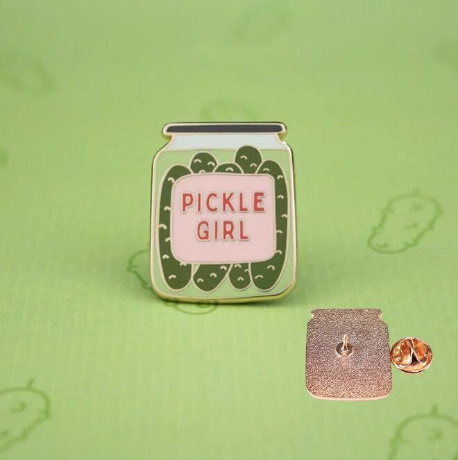 2pcs Lucky Pickle Enamel Pin,Pickle Girl Enamel Brooch,Pickle Jar ...