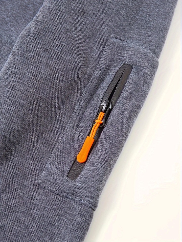 Autumn Winter Men's Sports Multi-zip Arm Pocket Hoodie Jumper Casual ...