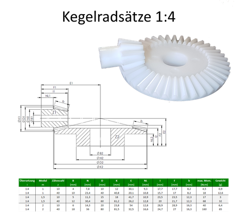 Bevel Gears Module 1-2 From Pom 1 Set = 2x Bevel Gear Plastic ...
