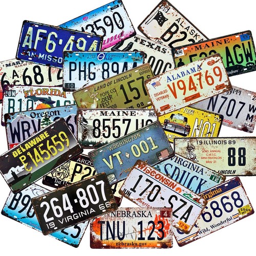 Vintage Style Assorted US States Number Tags Replica, Embossed License ...