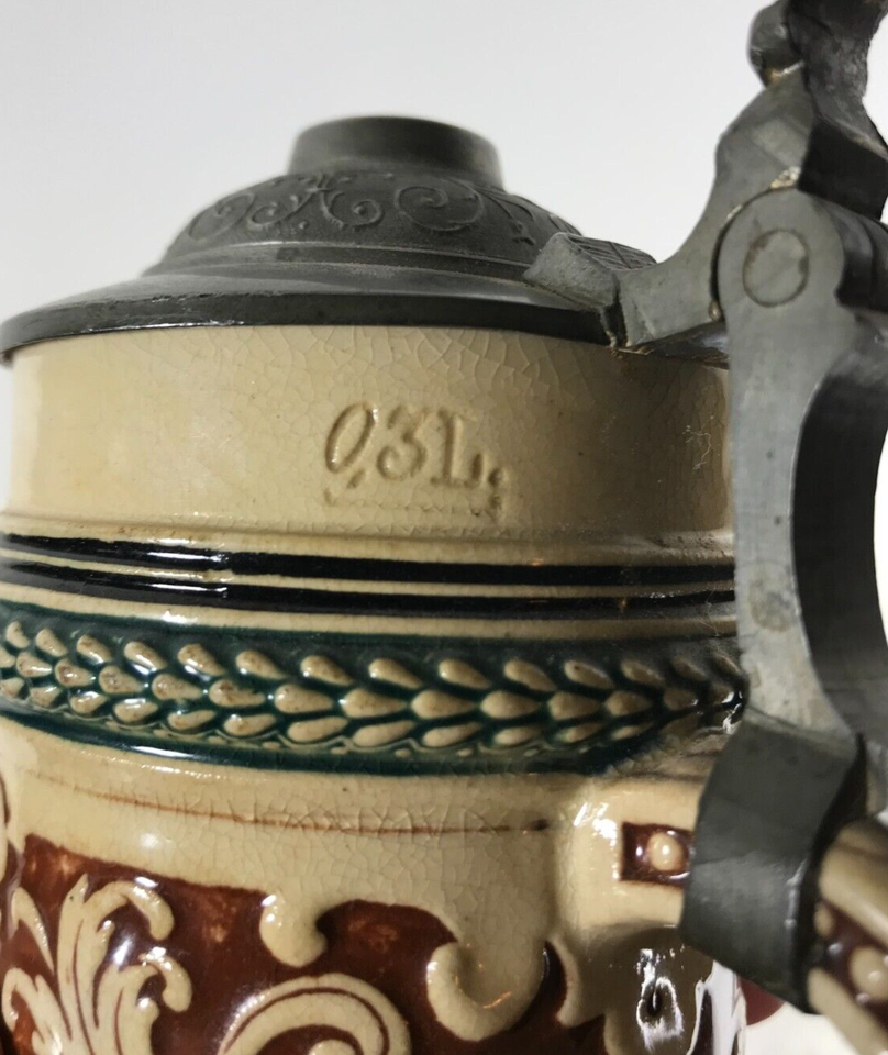 Antique Ceramic Capped German Beer Stein S P Gerz 479B Tyrolean Family ...