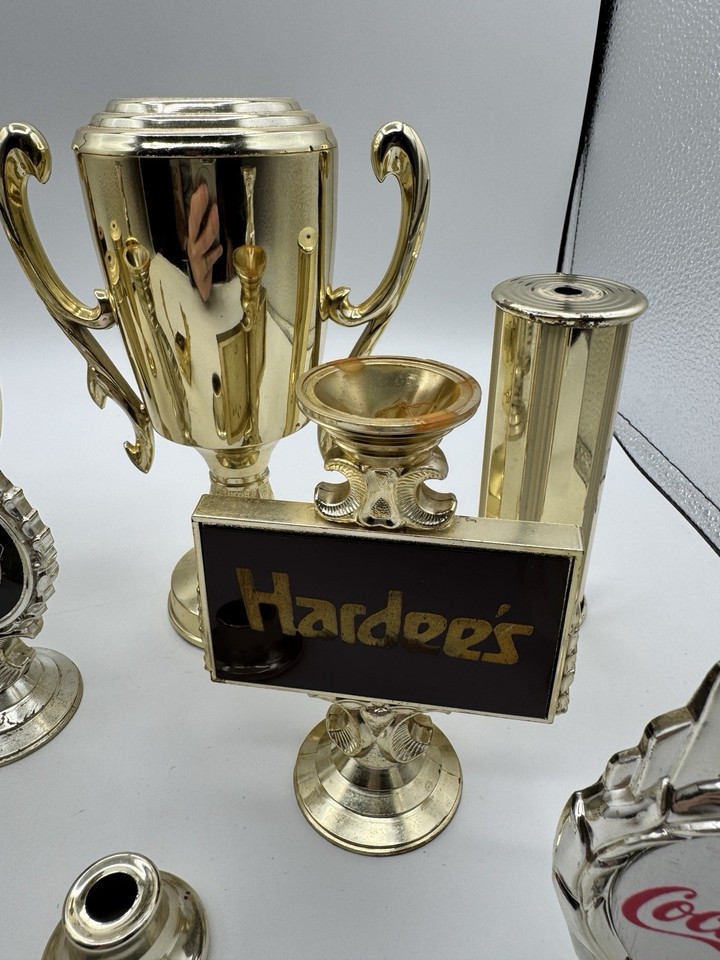 Lot of Antique Vintage Metal Trophy Toppers Cup Coke Hardees Flags | eBay