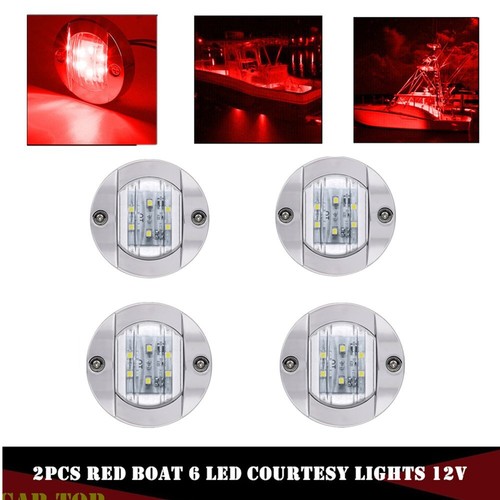4x Marine Boat Stern Light Red 6-LED Pontoon Courtesy Cockpit Lights ...