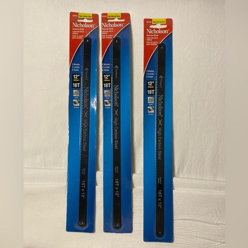 Nicholson Hacksaw Blades, High Carbon Steel, 18T X 12", Lot of 3. 63256 ...