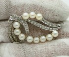 VINTAGE PLATINUM PIN BROOCH WITH PEARLS & SINGLE CUT DIAMONDS | eBay
