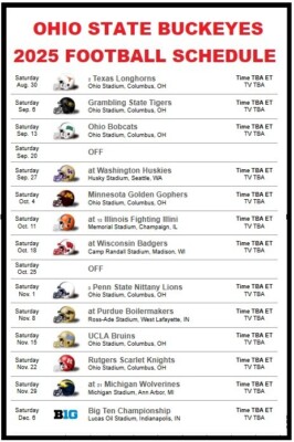 56 2025 Ohio State Buckeyes Football Schedule Refrigerator Magnet 4by6 ...