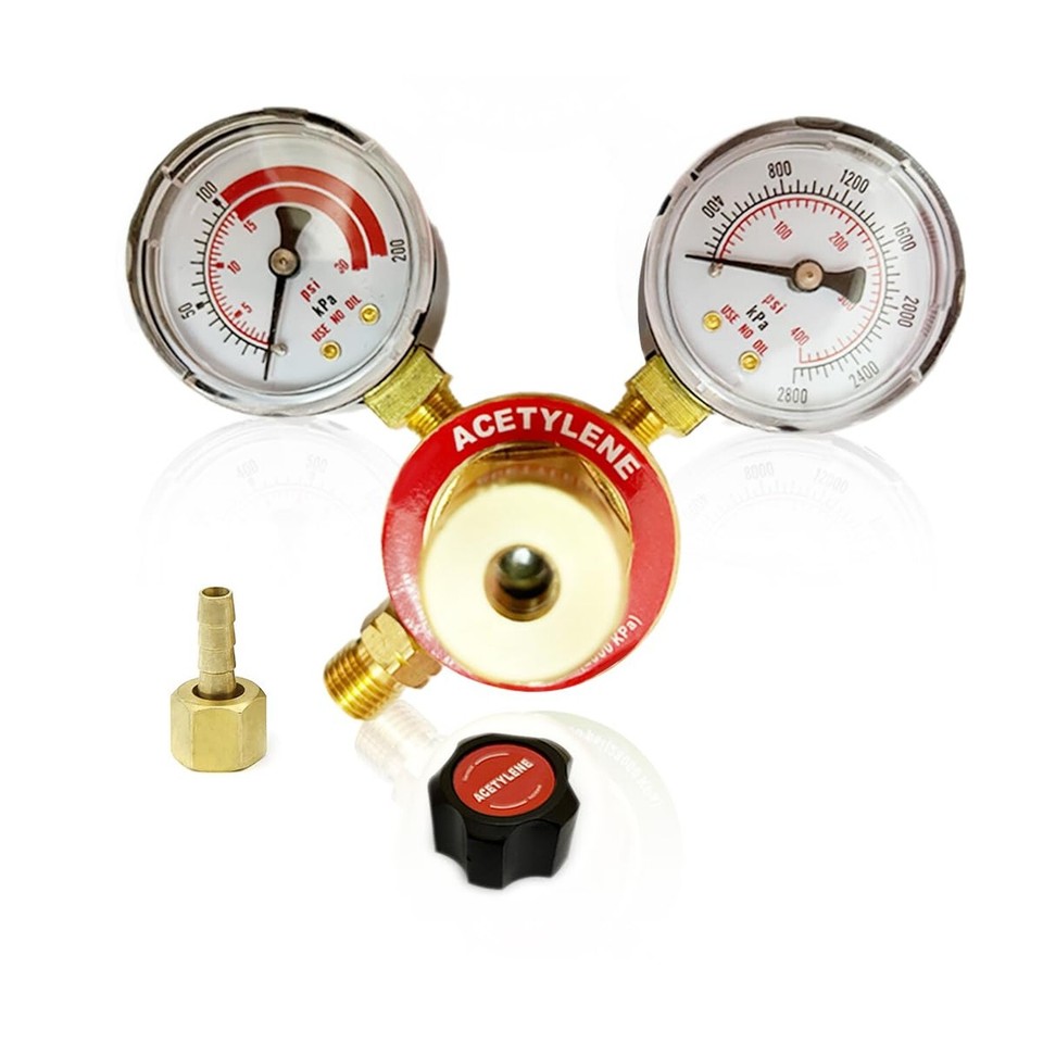Dual Welding Gas Gauges, Oxygen (CGA-540) Acetylene (CGA-200 ...