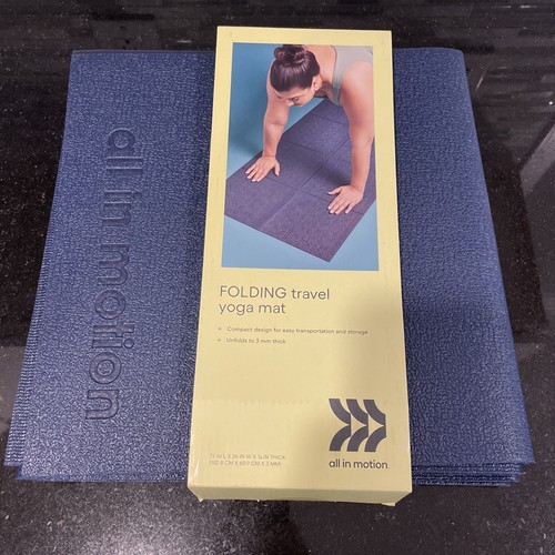 Folding Travel Yoga Mat Navy 3mm Blue - All In Motion™ | eBay