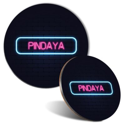 Mouse Mat & Coaster Set Neon Sign Design Pindaya Town Myanmar #350666 ...