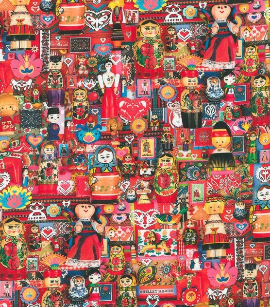 FAT QUARTER MATRYOSHKA NESTING DOLL FABRIC RUSSIAN BABUSHKA DOLLS 100% ...