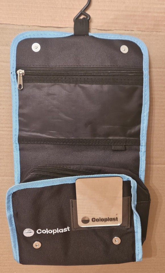 Coloplast Ostomy Travel Bag With Hook To Hang It Up Black w/ Mirror and ...