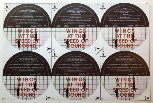 WINGS 1976 Capitol labels sheet for "Wings At The Speed Of Sound" Mint ...