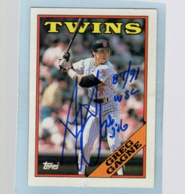 Autographed Greg Gagne 87 91 WSC added Twins Topps 1988 | eBay