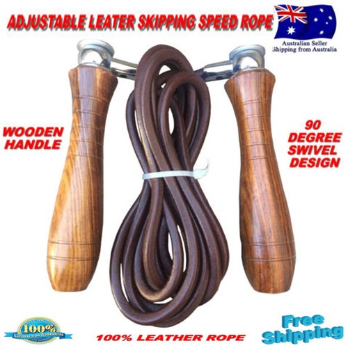 HB FITNESS LEATHER SKIPPING JUMP SKIPP SPEED JUMPING ROPE SWIVEL Boxing ...