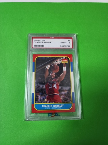 CHARLES BARKLEY - 1986 Fleer - ROOKIE CARD #7 - PSA 8 NM-MT | eBay
