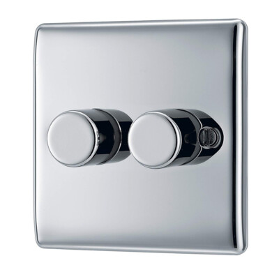 Litecraft Dimmer Light Switch 2 Gang 400W Fitting in Polished Chrome ...