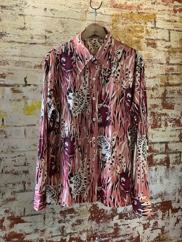 70S Animals Printed Shirt Vintage Animal Pattern Print Long Sleeve ...