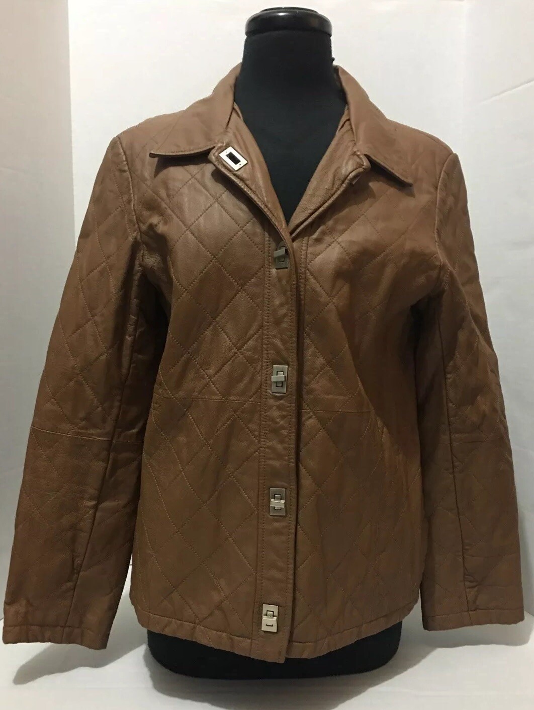 DIALOGUE Coat brown Leather Lined Washable Women small | eBay