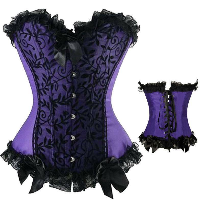 US Women Bustier Boned Corset Burlesque Costume Gothic Basque Lingerie ...