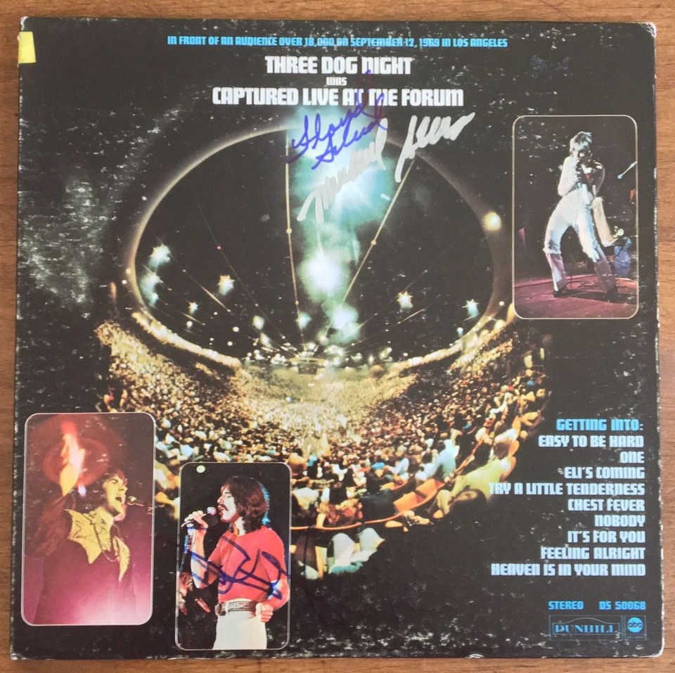 GFA Negron, Sneed & Allsup * THREE DOG NIGHT * Signed Record Album COA ...