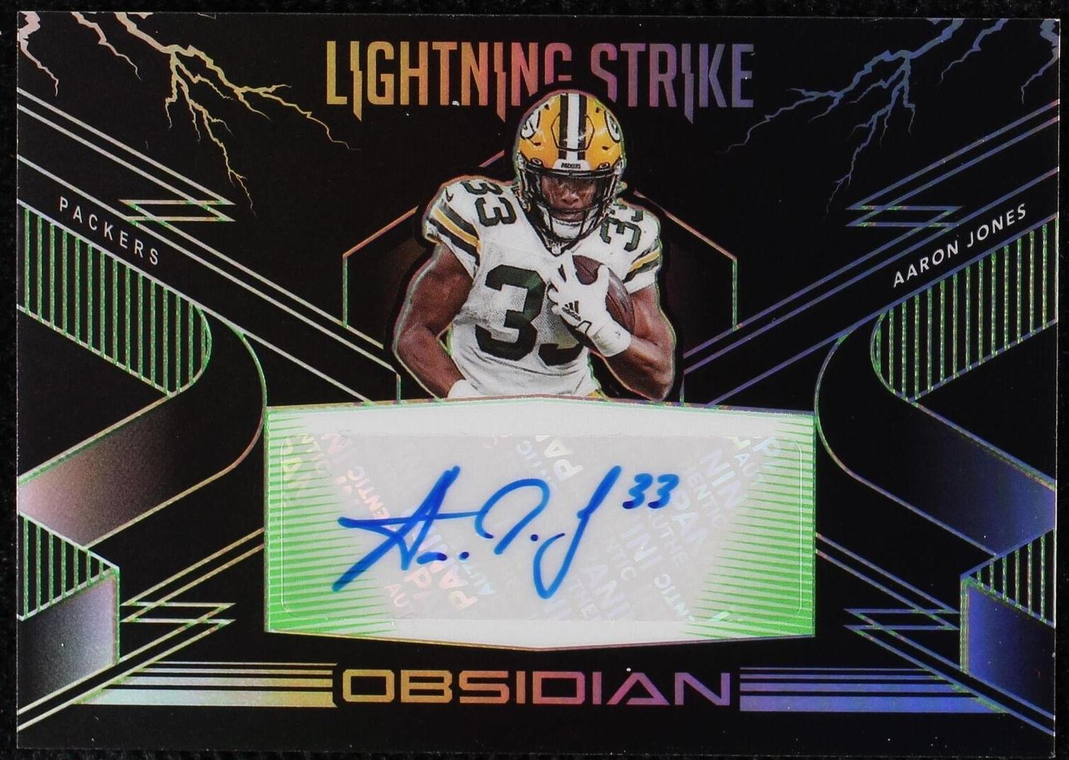 2020 Panini Obsidian - Lightning Strike Aaron Jones #LS12 Electric Etch ...