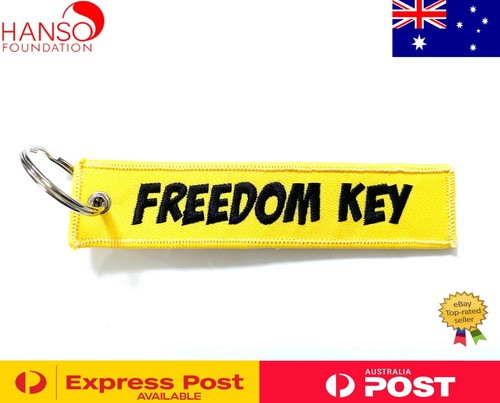 Yellow FREEDOM KEY Embroidered Fabric Keychain Car Keyring Motorcycle ...