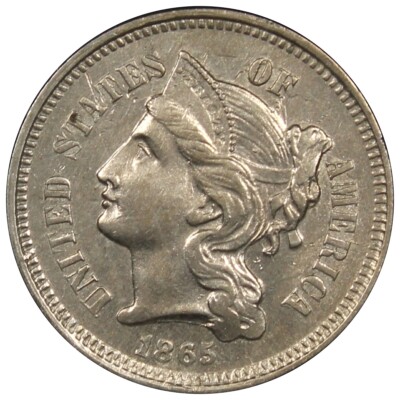 1865 Three Cent Nickel AU++ Detail Lightly Cleaned Type Coin A1020 | eBay