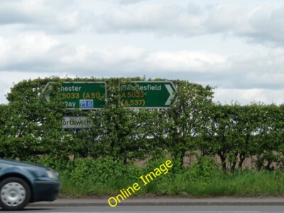 Photo 6x4 Left for Chester and Northwich? Knutsford Overgrown signpost ...