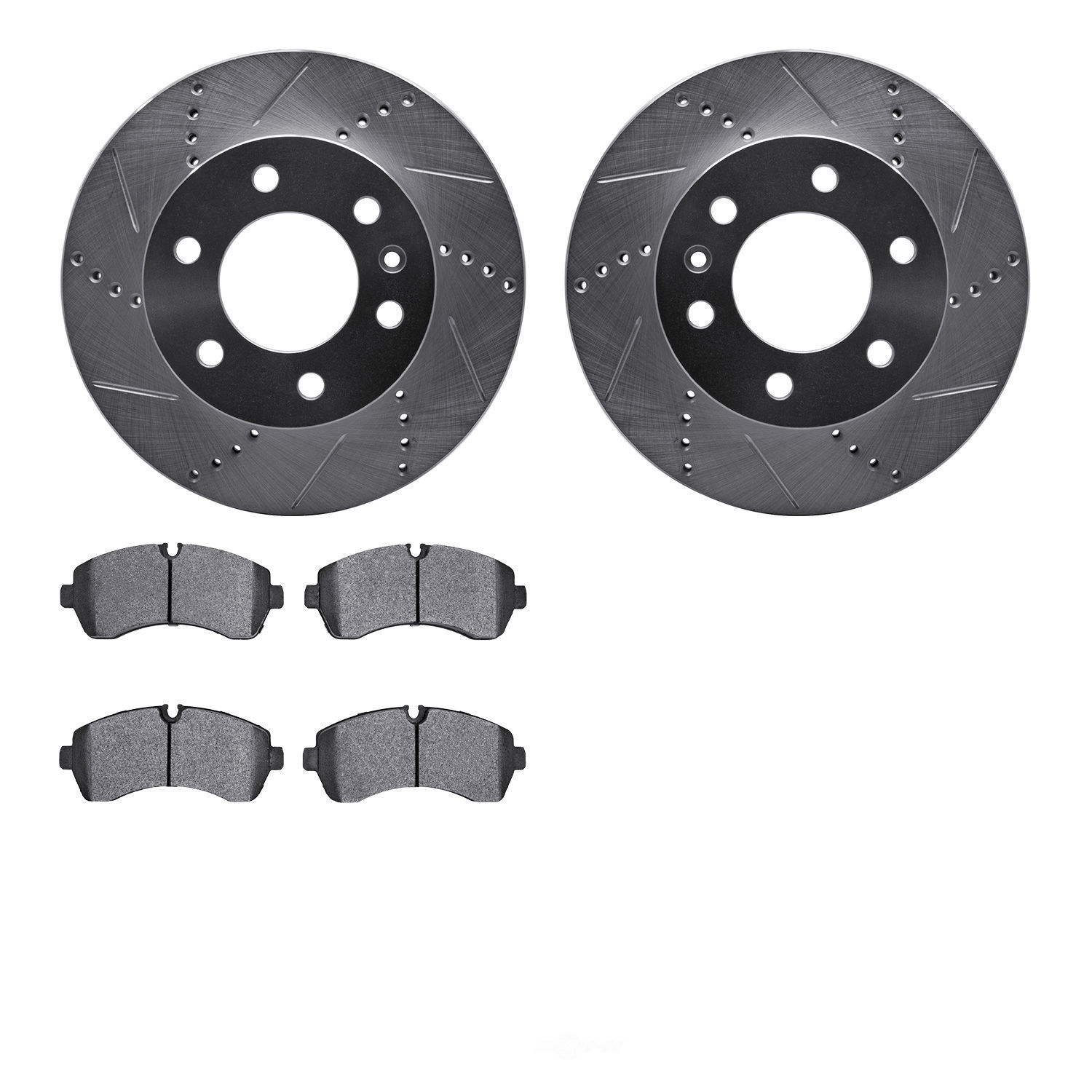 Disc Brake Kit-Rotors-Drilled and Slotted-Silver with Heavy Duty Brake ...