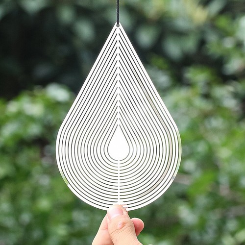 15cm Steel Color Water Drops Wind Chime Pendant Steel Garden Decoration ...