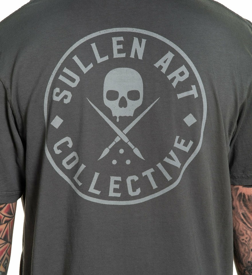 Sullen Art Collective Skull Paint Brush Ever Tattoos Charcoal T Shirt ...