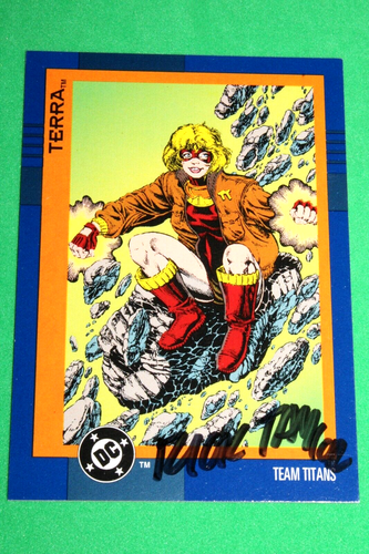 1993 DC COSMIC TEAMS TERRA #69 JL CARD SIGNED Rick Burchett SIGNATURE ...