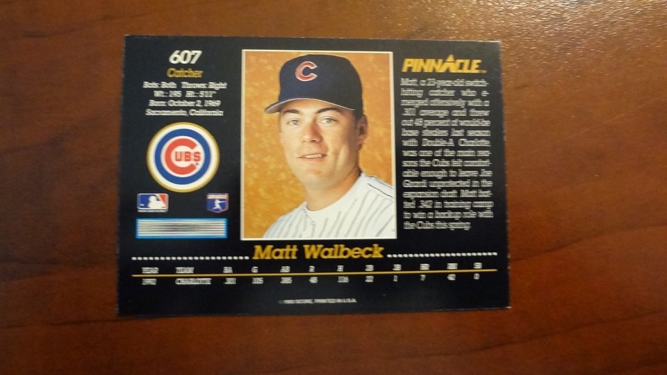 1993 PINNACLE # 607 MATT WALBECK BASEBALL CARD | eBay