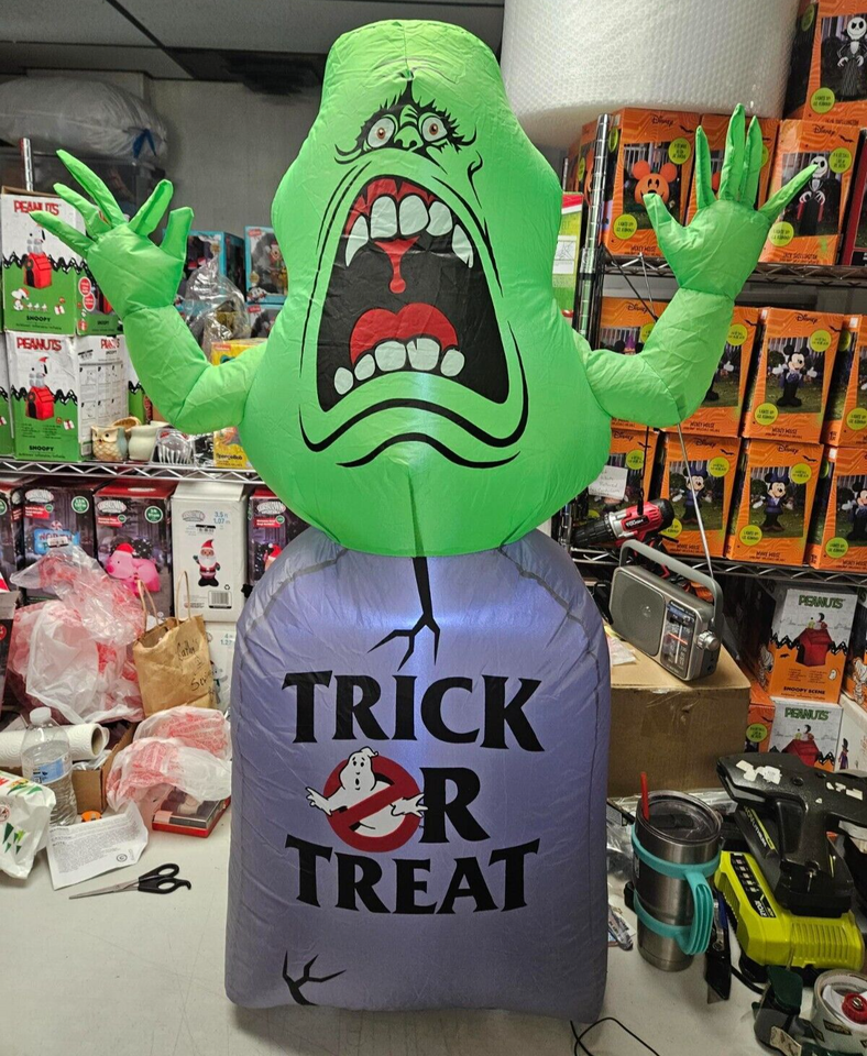 Gemmy 3.5ft Tall Ghostbusters Slimer on Tombstone Halloween Inflatable ...