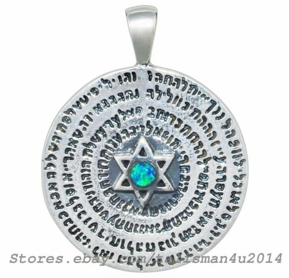 72 Holy Names of God Pendant Blue Opal Star Of David Kabbalah 925 ...