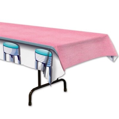 Fabulous 50's Plastic Tablecloth 54" x 108" 1950s Sock Hop Diner Parlor ...