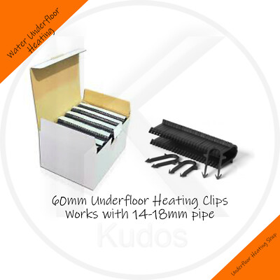 60MM UNDERFLOOR HEATING UFH PIPE CLIP STAPLES FIT 16MM PIPE WORKS WITH ...