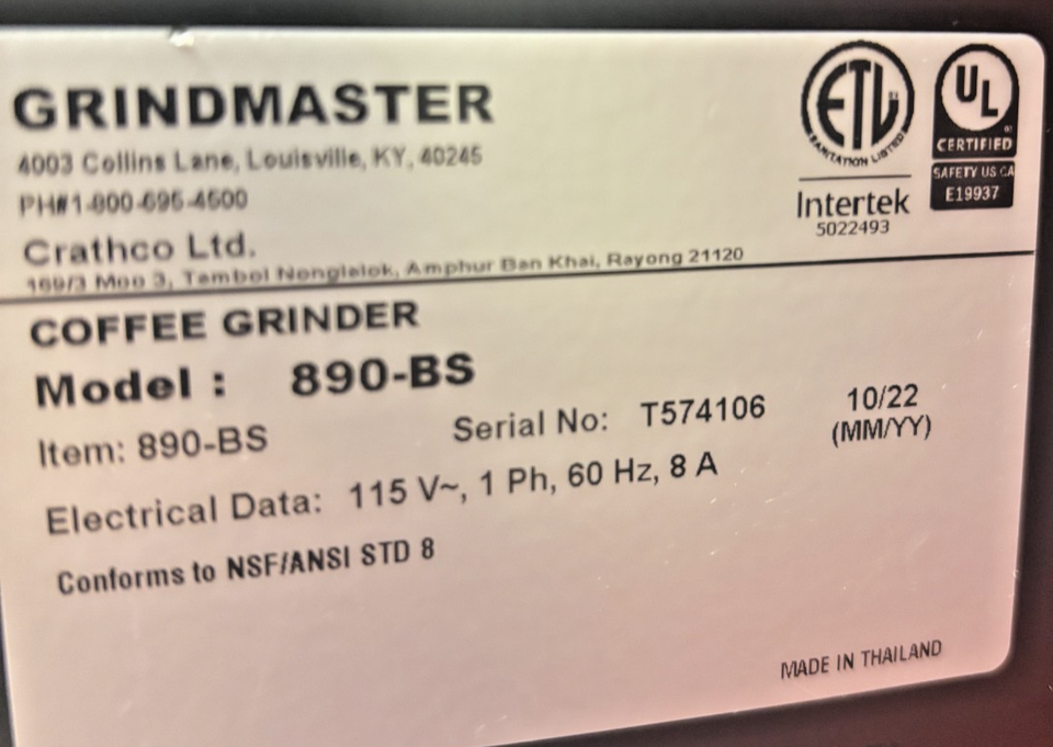 Grindmaster 890 BS Commercial 3 lb Coffee Bean Grinder NOV/2022 ...