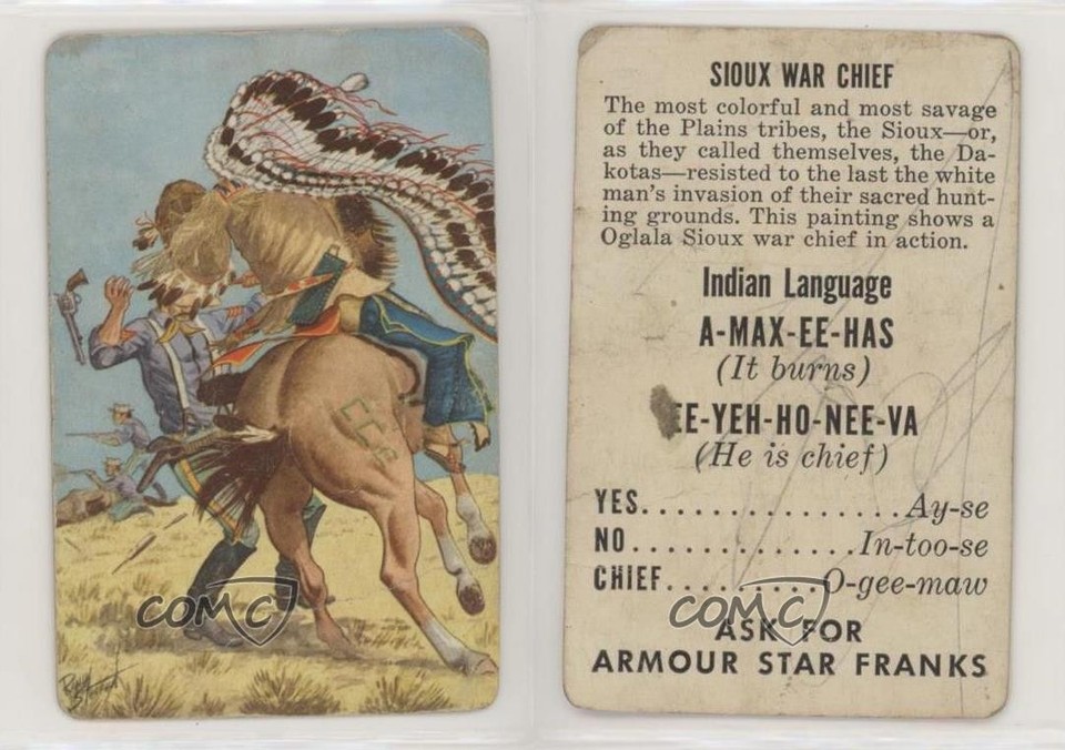 1956 Armour Star Franks Indian Language Sioux War Chief 3c7 | eBay