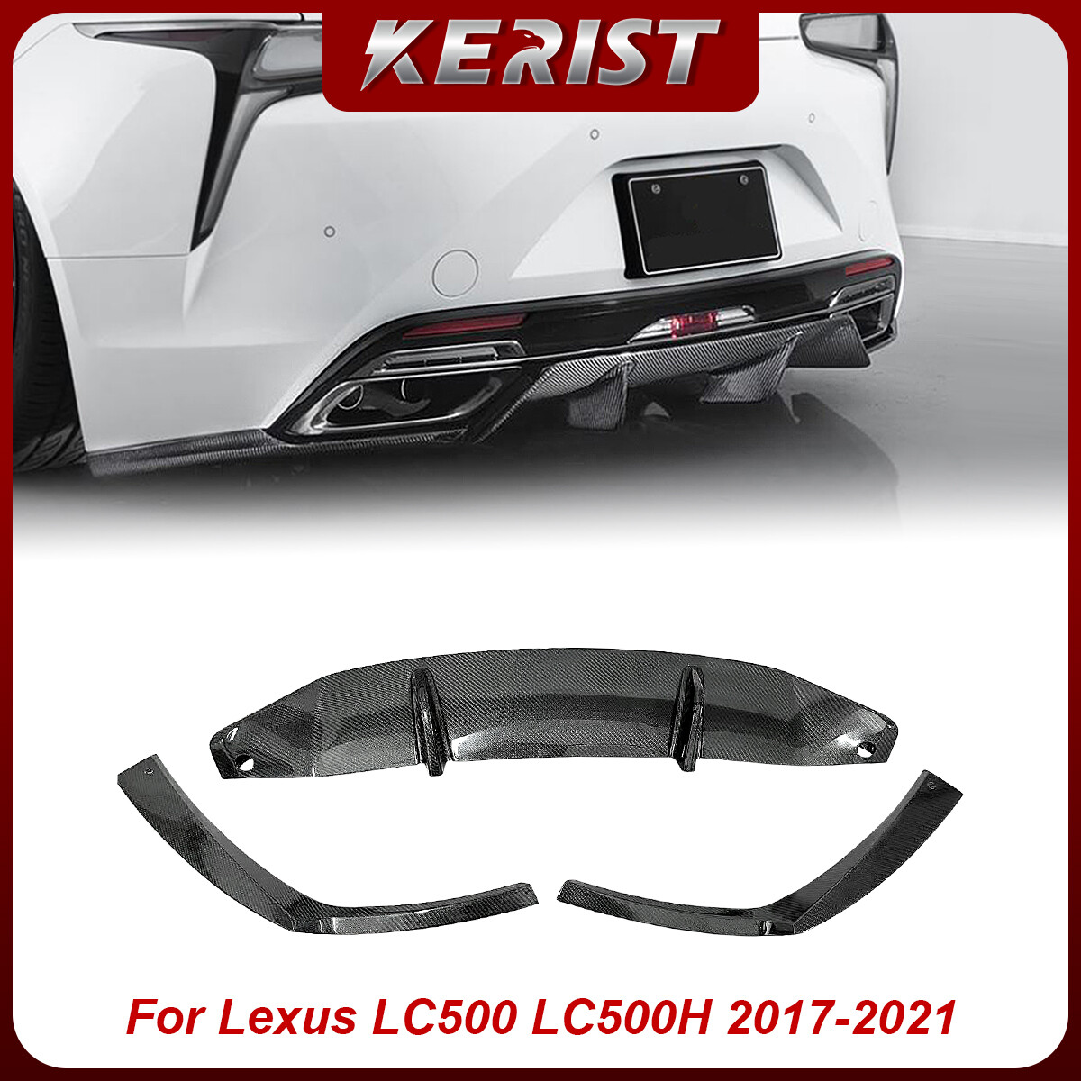 For 2017-2023 Lexus LC500 LC500H Carbon fiber Rear 3PCS Diffuser ...