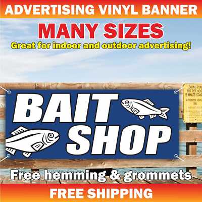 BAIT SHOP Advertising Banner Vinyl Mesh Sign Flag Fisherman Fishing ...