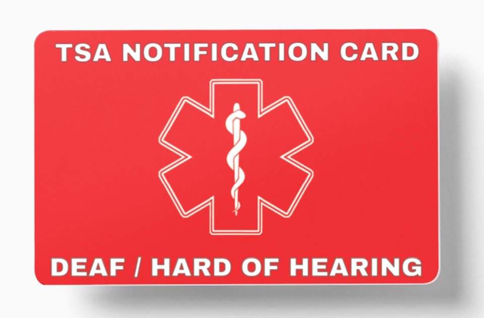 Deaf / Hard of Hearing TSA Notification Card – Air Travel Communication ...