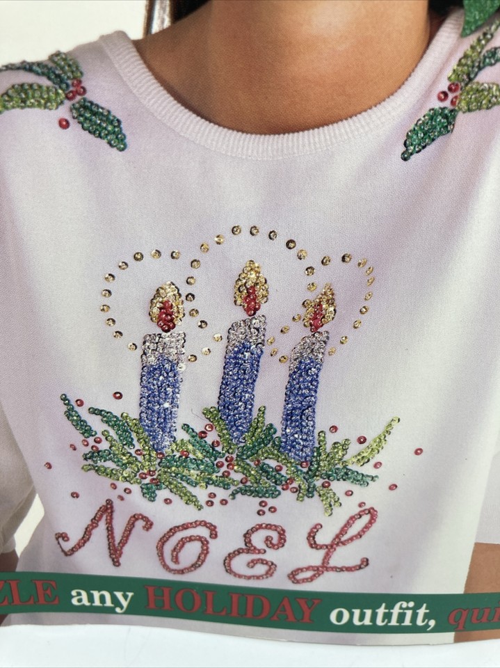 Bucilla Dazzle Works Sequin Kit Holiday Fashion Outfit T-Shirt Top Easy ...