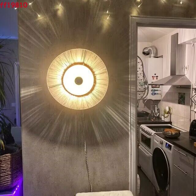 Creative Rattan Linen Wall Light Handmade Led Wall Lamp Bedroom ...