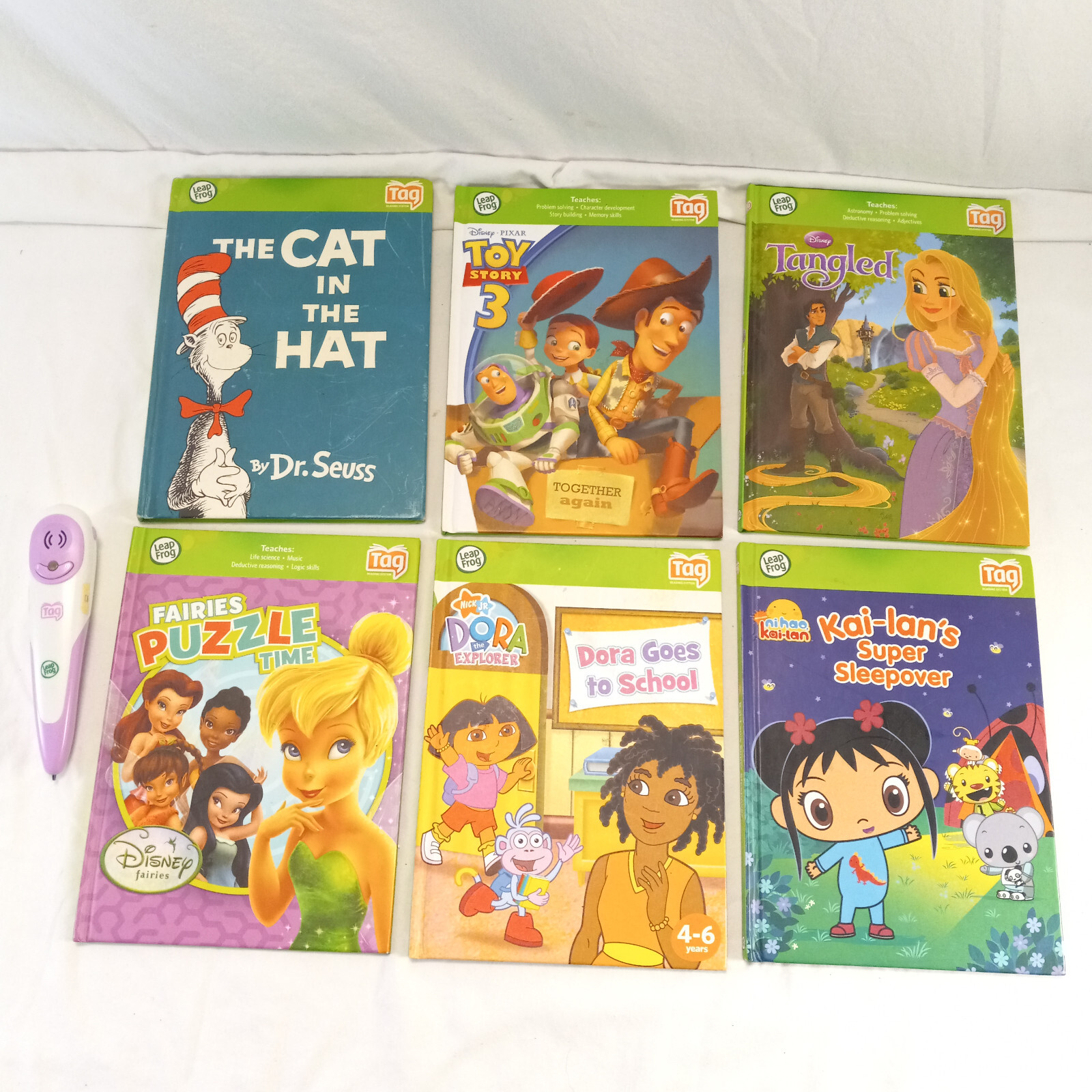 Leap Frog TAG Reader Pen & Books Lot of 6 Books and Pink Pen Toy Story ...