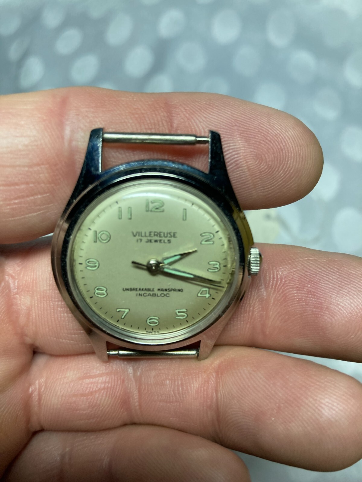 Vintage Military Style Stainless Steel Villereuse 17J Swiss Watch | eBay