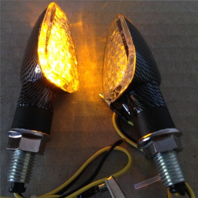 2x Carbon Universal Motorcycle Turn Signal LED Dual Sport dirt bike ...